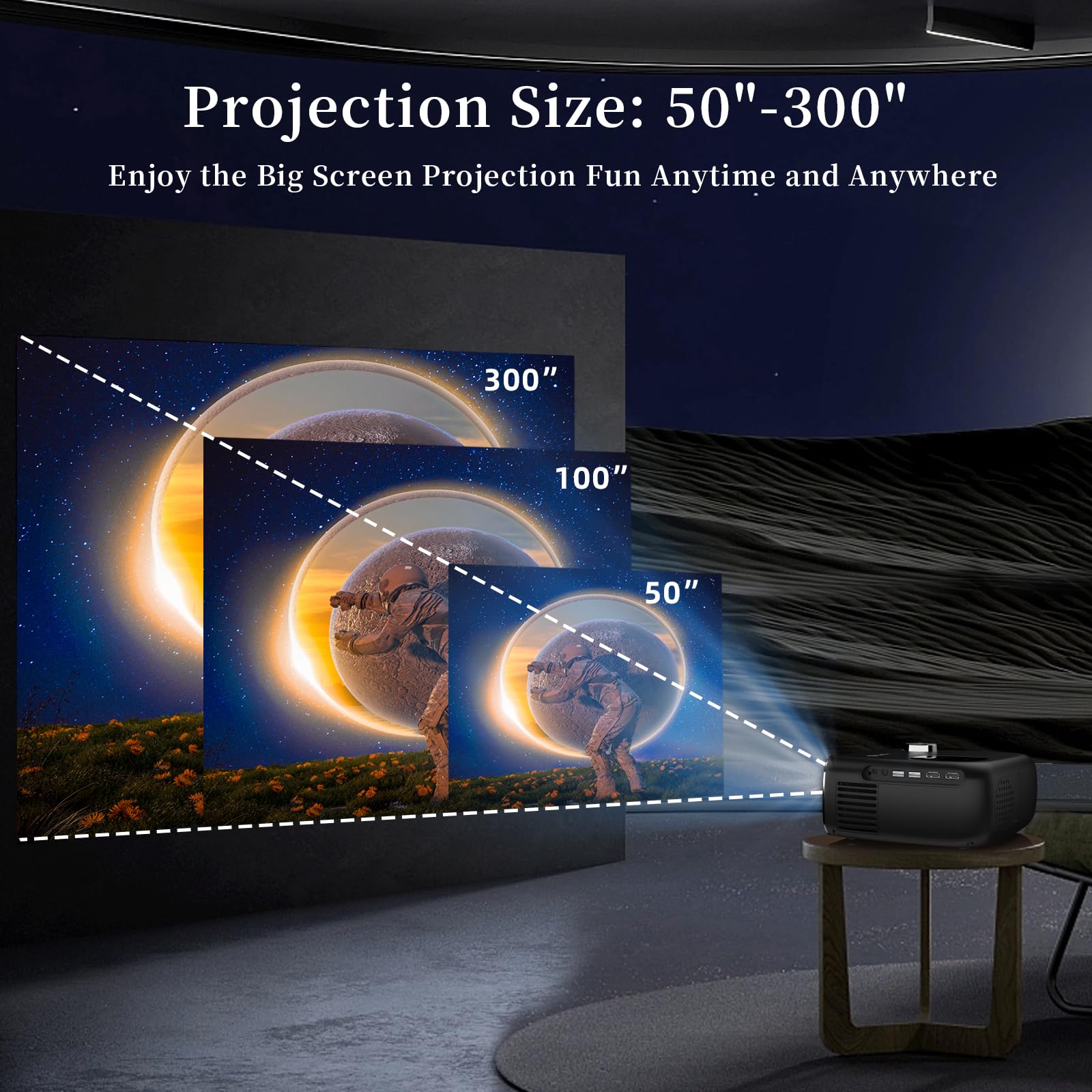 Projector with WiFi and Bluetooth,16000 lumens Native 1080P Full HD,Mini Movie Projector Compatible with Smartphone,HDMI,USB,AV for Home Theater Outdoor Projector