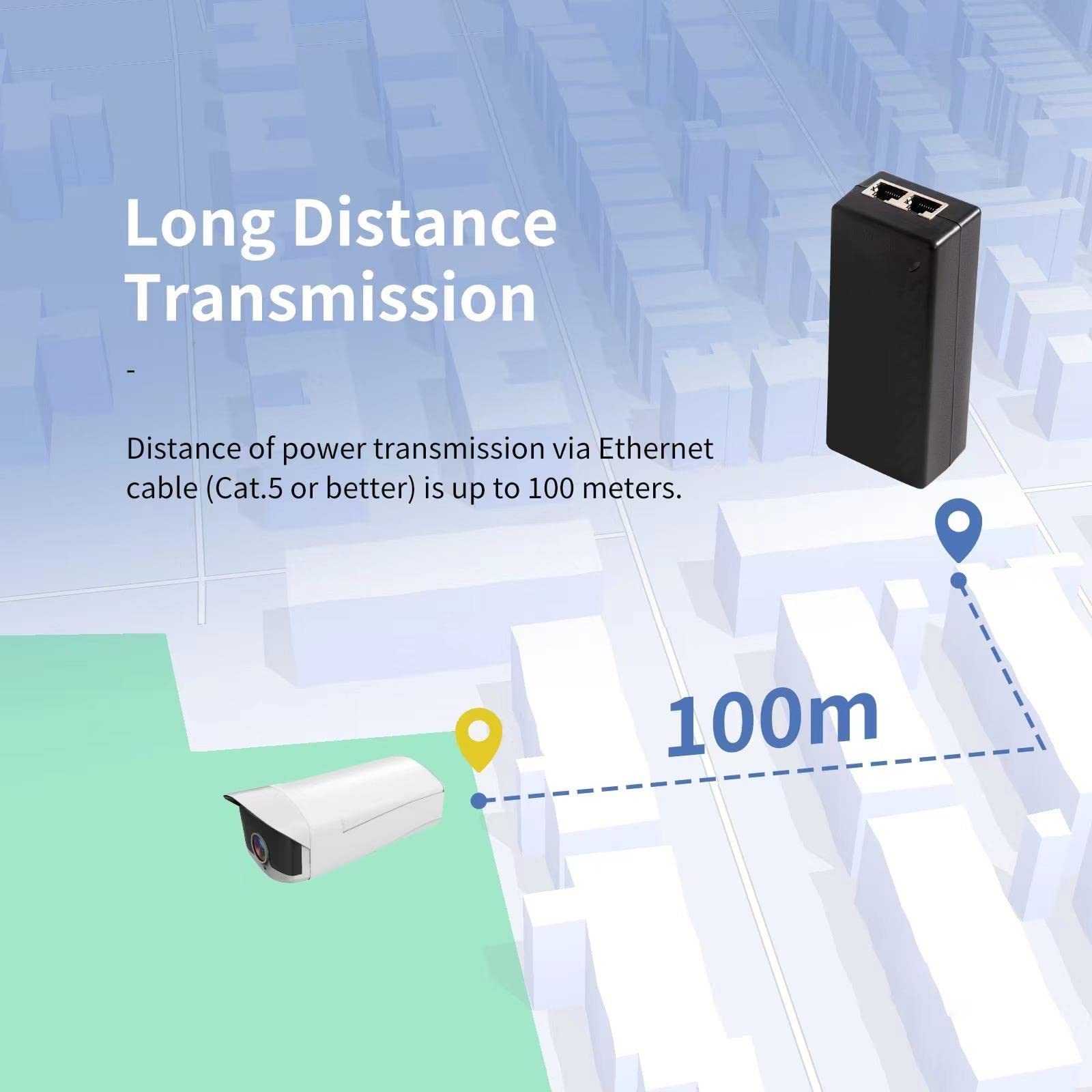 PoE Injector Adapter, 30W, IEEE 802.3af / 802.3at Compliant, 10/100/1000Mbps, up to 100 Meters (325 Feet)