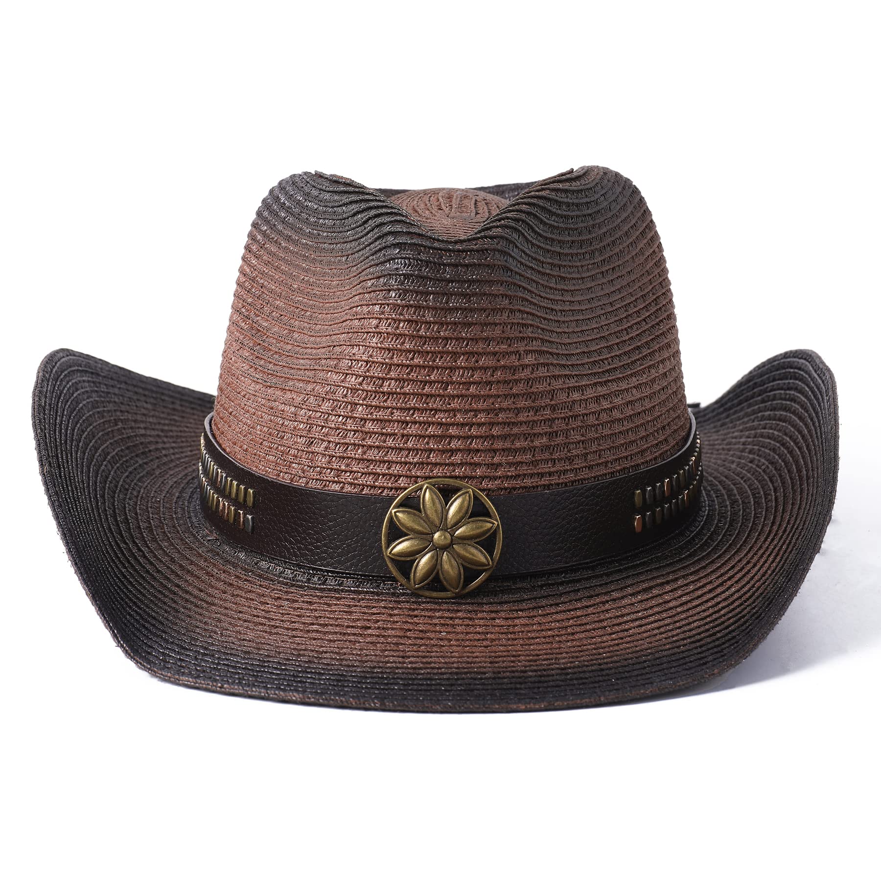 Lanzom Womens Mens Straw Beach Sun Hat Classic Shapeable Sun Hat Packable Hat Summer Cowboy Hat UPF 50+(Khaki,Medium)