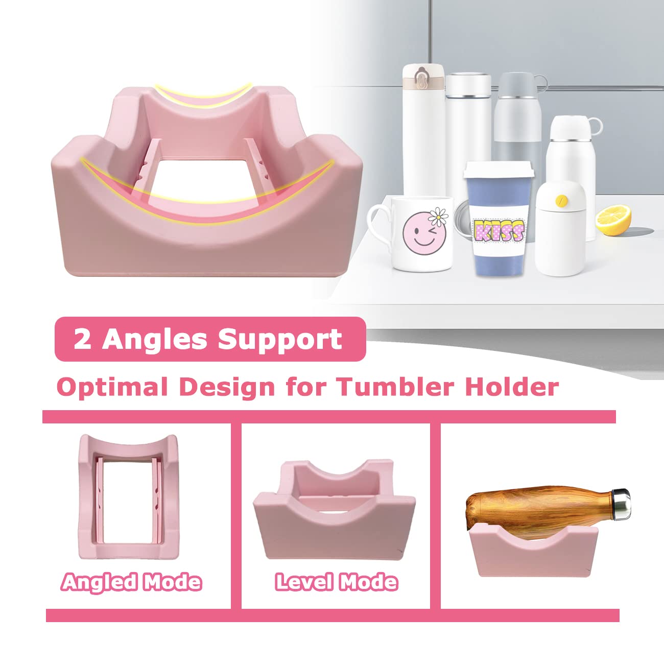 LexRory Silicone Cup Cradle for Tumblers - Tumbler Holder for Crafts with Felt Edge Squeegee - 2 Angles Cups Stand Use to Apply Vinyl Decals for Tumblers Cup Projects
