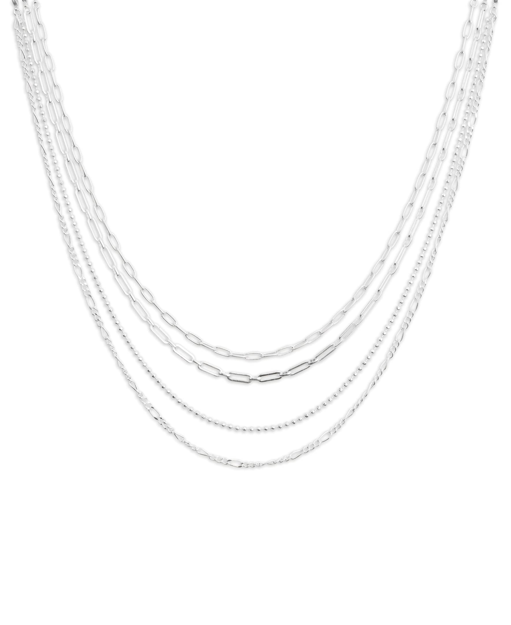Lucky Brand Multi Chain Layer Necklace,Silver,One Size