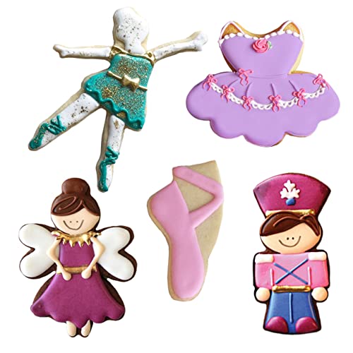Nutcracker Ballet Cookie Cutters 5-Pc. Set Made in USA by Ann Clark, Nutcracker, Sugar Plum Fairy, Tutu, Ballerina, Ballet Slipper