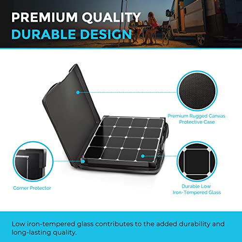 Renogy 100 Watt 12 Volt Portable Solar Panel with Waterproof 20A Charger Controller, Foldable 100W Solar Suitcase with Adjustable Kickstand, Solar Charger for Camping RV Off Grid System Power Station