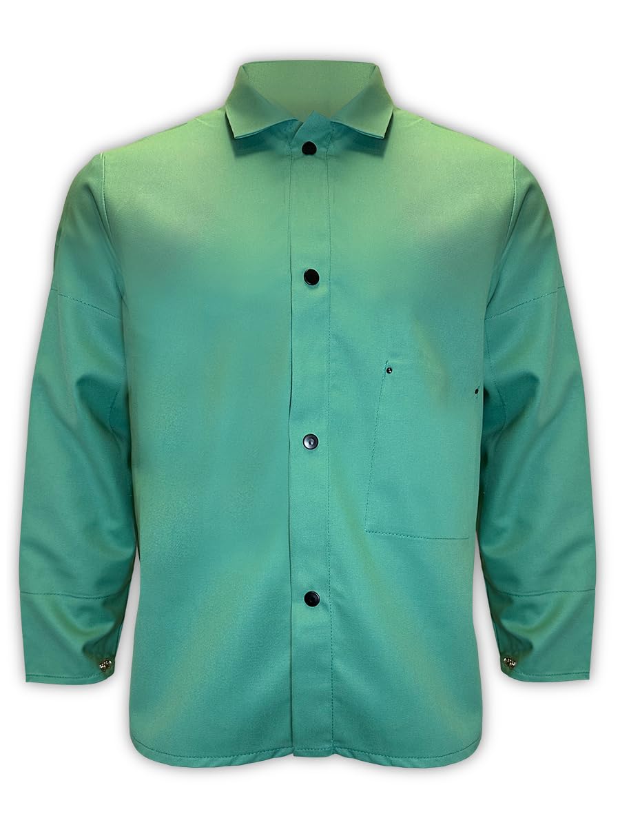 MAGID SparkGuard Flame Resistant Cotton Standard Weight Jacket, 1 Jacket, 30โ Length, Size XL, Green