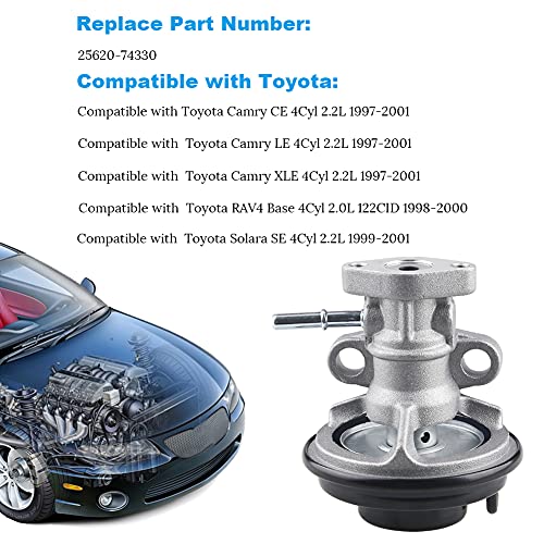 JDMON Compatible with EGR Exhaust Gas Recirculation Valve Toyota Camry 1997-2001, Solara 99-01, RAV4 1998 1999 2000,4-Cylinder Engine & Automatic Transmission Models Replaces 25620-74330