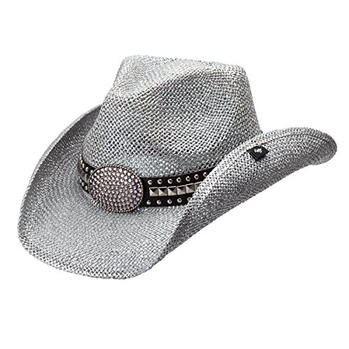 Peter Grimm Women's Gila Drifter β Rhinestone Cowgirl Hat (Metallic Silver)