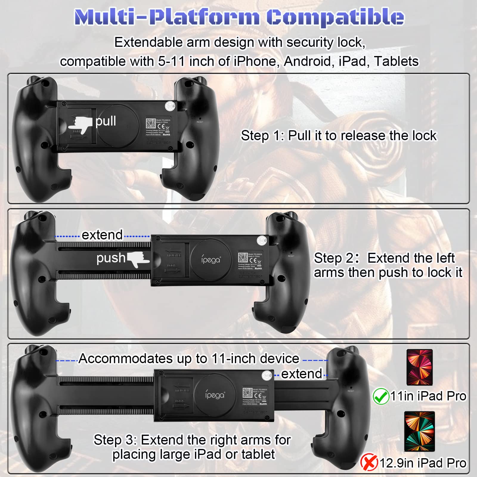 Megadream Wireless Mobile Game Controller Gamepad Joystick for iPad iOS iPhone 14/13/12, Android Samsung Tablet PC - 18+ Hour Battery Life - MFi Certified - Call of Duty - Apex Legends