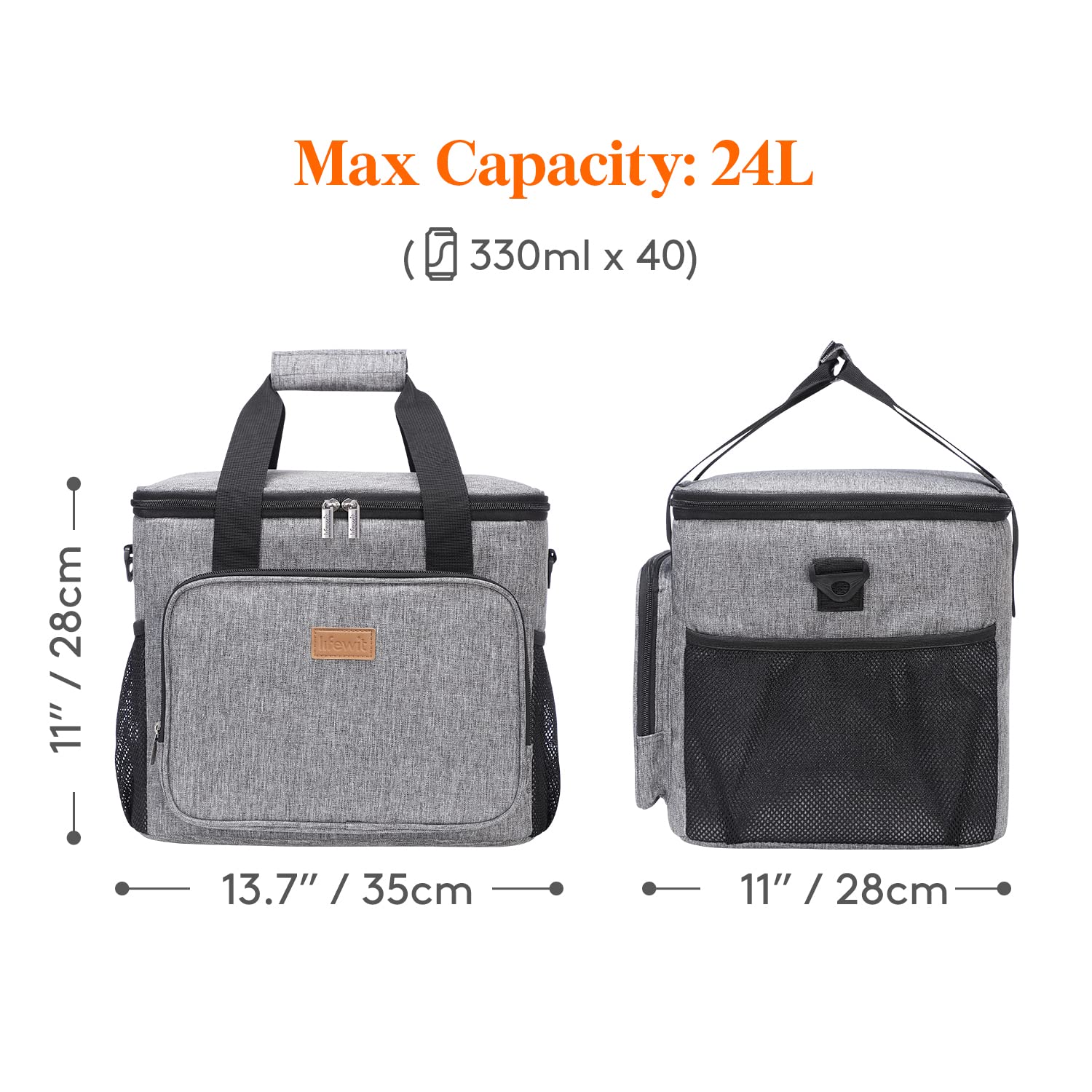 Lifewit 20L Cooler Bag, Bundle with 24L Lunch Bag, Grey