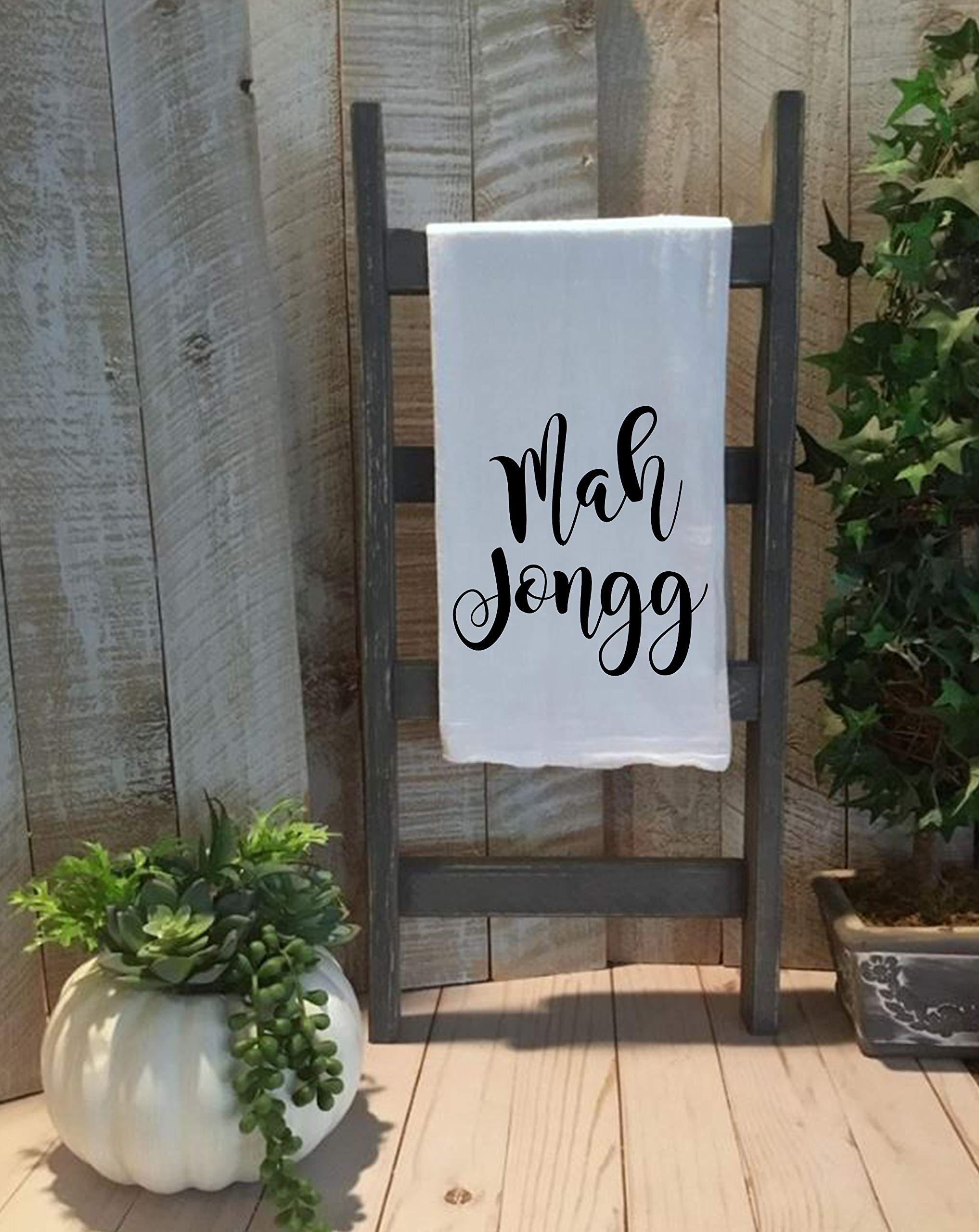 mah jongg - Dish Towel Kitchen Tea Towel Funny Saying Humorous Flour Sack Towels Great Housewarming Gift 28 inch by 28 inch, 100% Cotton, Multi-Purpose Towel