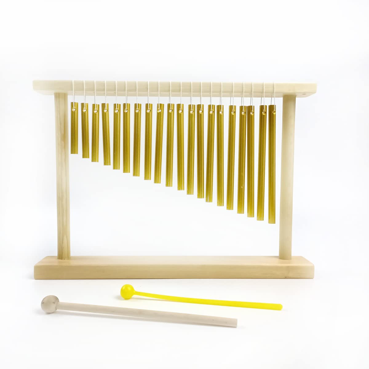 LOONELO 20-Tone Top Bar Chime,Wind Chime Instrument Percussion for Music Classroom,Meditation,Yoga with Mounting Stand and Mallet (Gold)