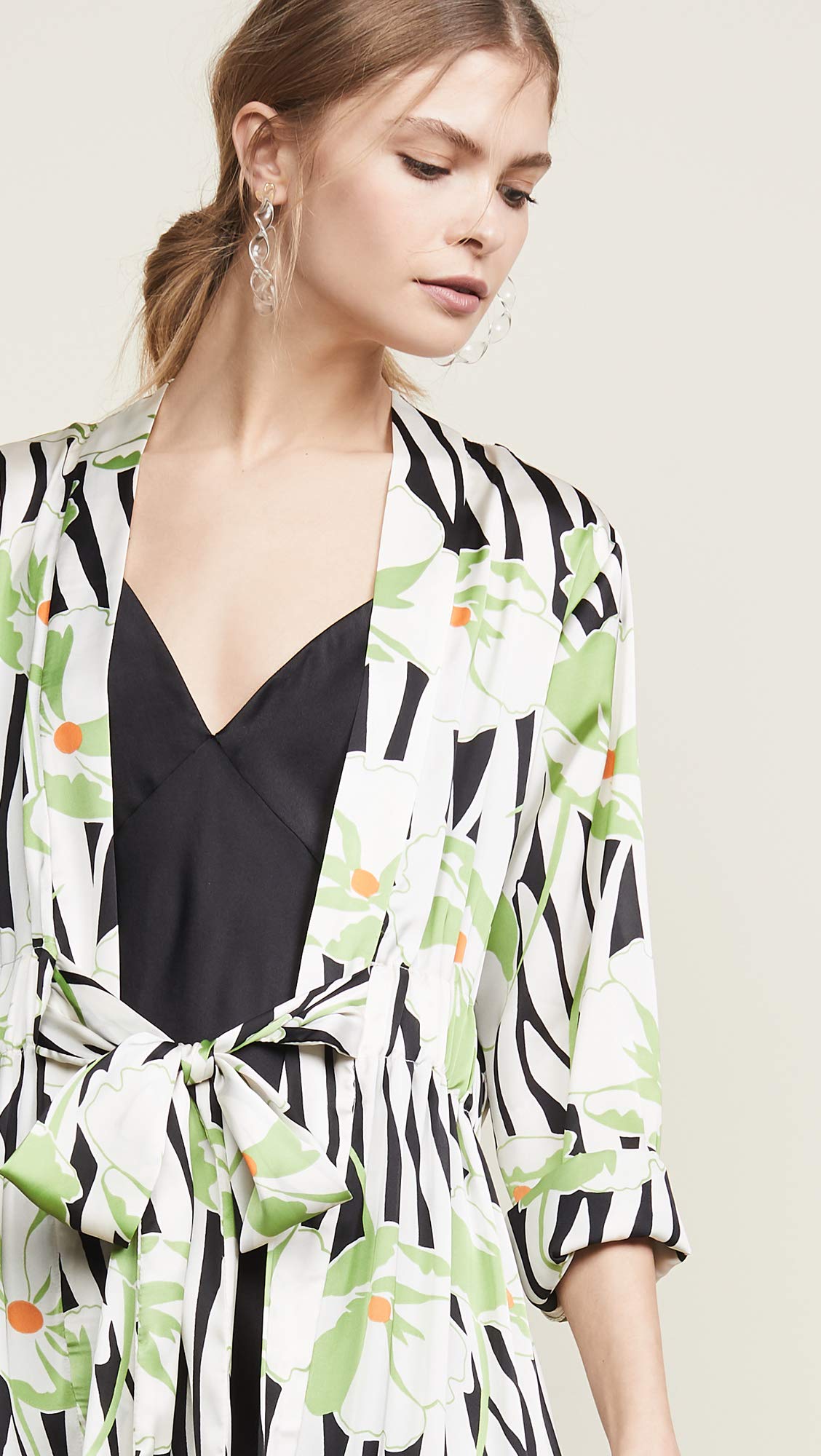 Jill Jill Stuart Women's Printed Kimono, Green Multi, 2