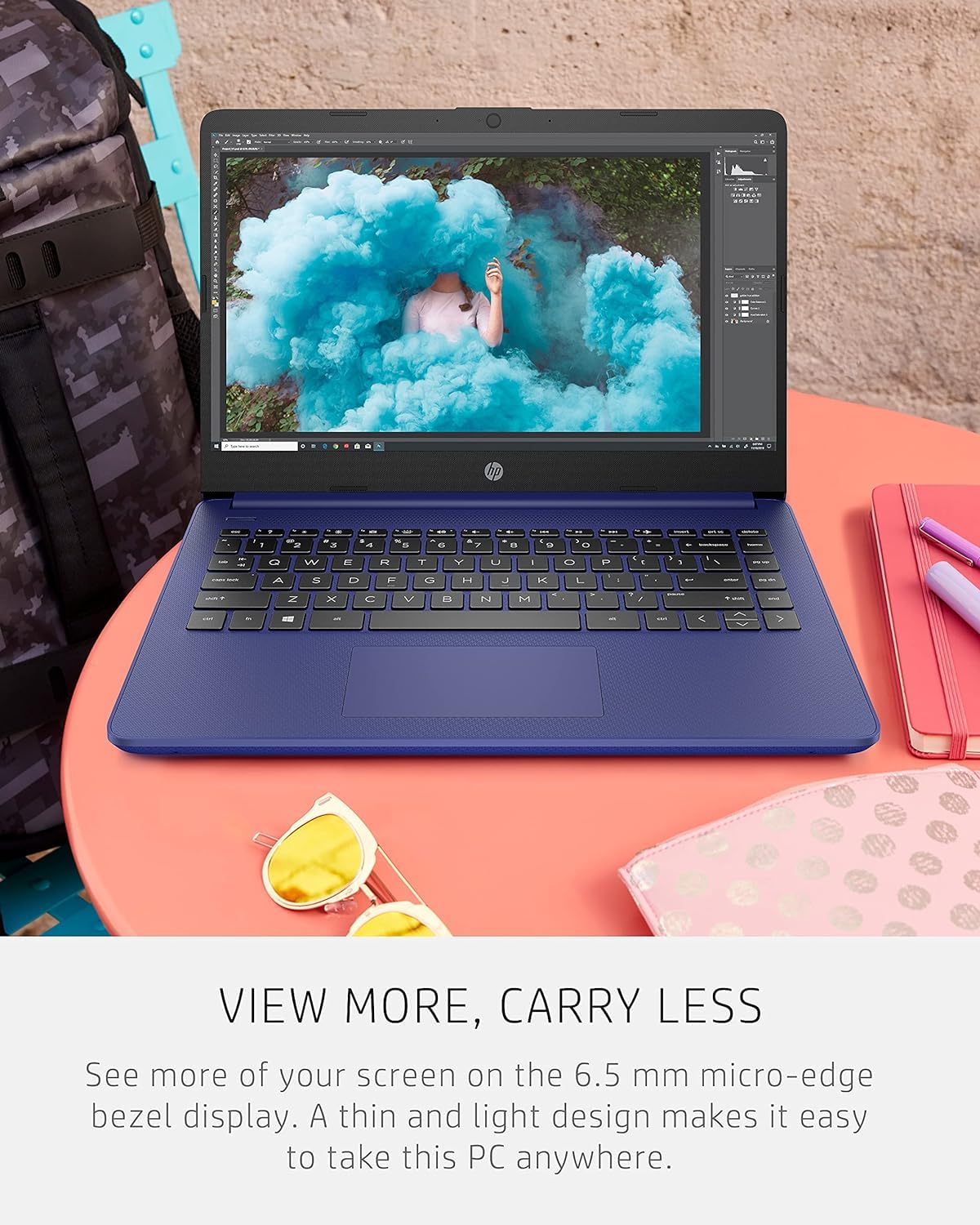 HP 14 Laptop, Intel Celeron N4020, 8GB RAM, 64 GB Storage, 14-inch HD Touchscreen, Intel UHD Graphics 600, Windows 11, Thin & Portable, 4K Graphics, One Year of Microsoft 365, Indigo Blue