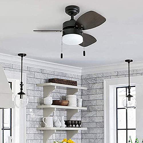 Honeywell Ceiling Fans Ocean Breeze, 30 Inch Modern Indoor LED Ceiling Fan with Light, Pull Chain, Dual Mounting Options, Dual Finish Blades, Reversible Motor - Model 50602-01 (Gilded Espresso)