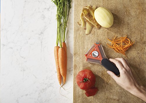 Joseph Joseph Tri-Peeler 3-in-1 Peeler with Rotating Head, Orange