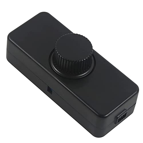 Jaquiain Inline LED Dimmer Switch, Built-in ON/Off and Knob Control Dimmer for Dimmable 3-100W LED/Incandescent Black
