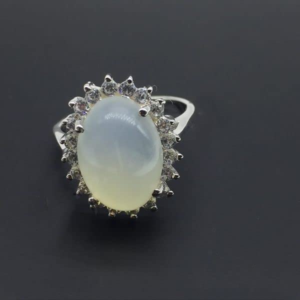 Moonstone And Cz Ring,925 Sterling Silver Ring,Wedding Ring,Promise Ring,Gift for Women,Silver Jewelry (Ring Size-8)