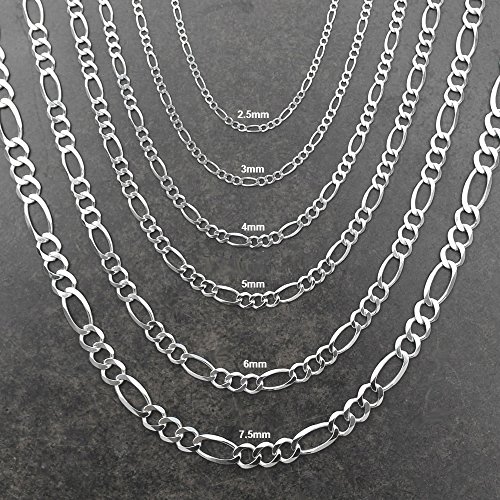 JOULE SHOP 10K Gold Chains - REAL Solid White Gold Chain Necklace 3mm Figaro Link for Women and Men 20"