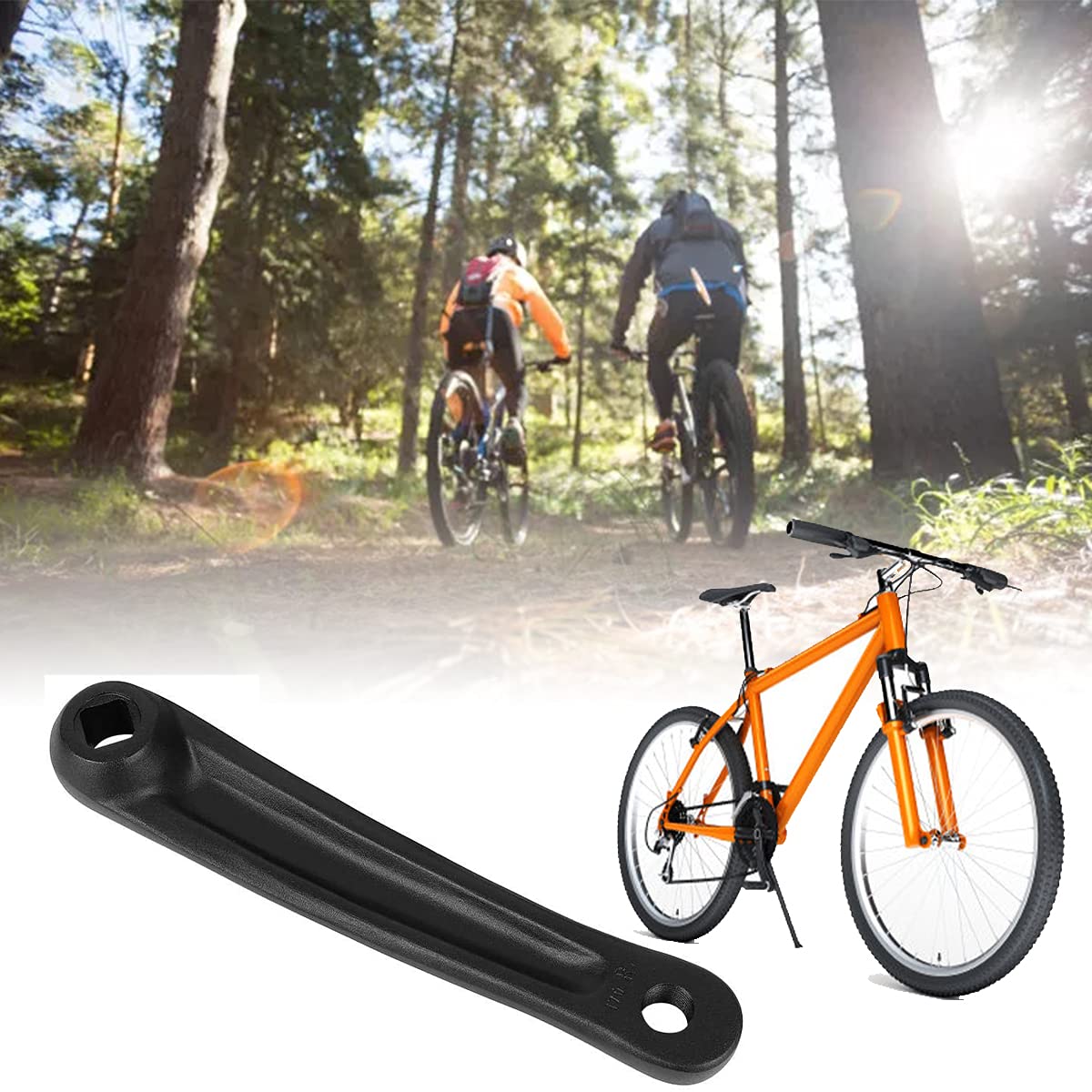 N| Bicycle Crank Arm, Aluminum Alloy Crank Arm, Bicycle 170MM Crank Arm, Bicycle Crank Arm Replacement for Mountain Bike Road Bikes, Horizontal Square Hole (1 Piece, Black)
