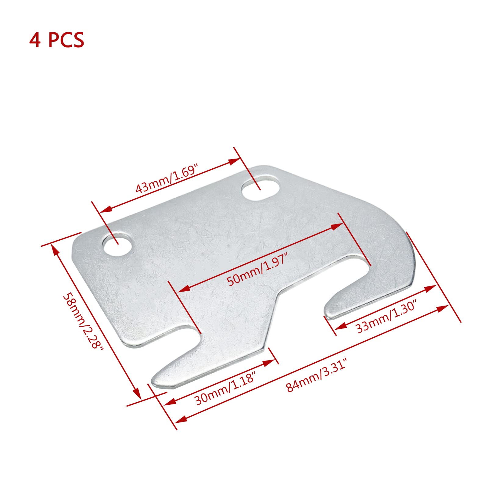 KUMGROT 4 PCS Wooden Bed Hook Plates Bed Rail Hook Plates Bed Hooks Bed Rail Brackets Plates with Pin Bed Parts Replacement Beds Frame Headboard Hooks Plates for New Bed Constructions