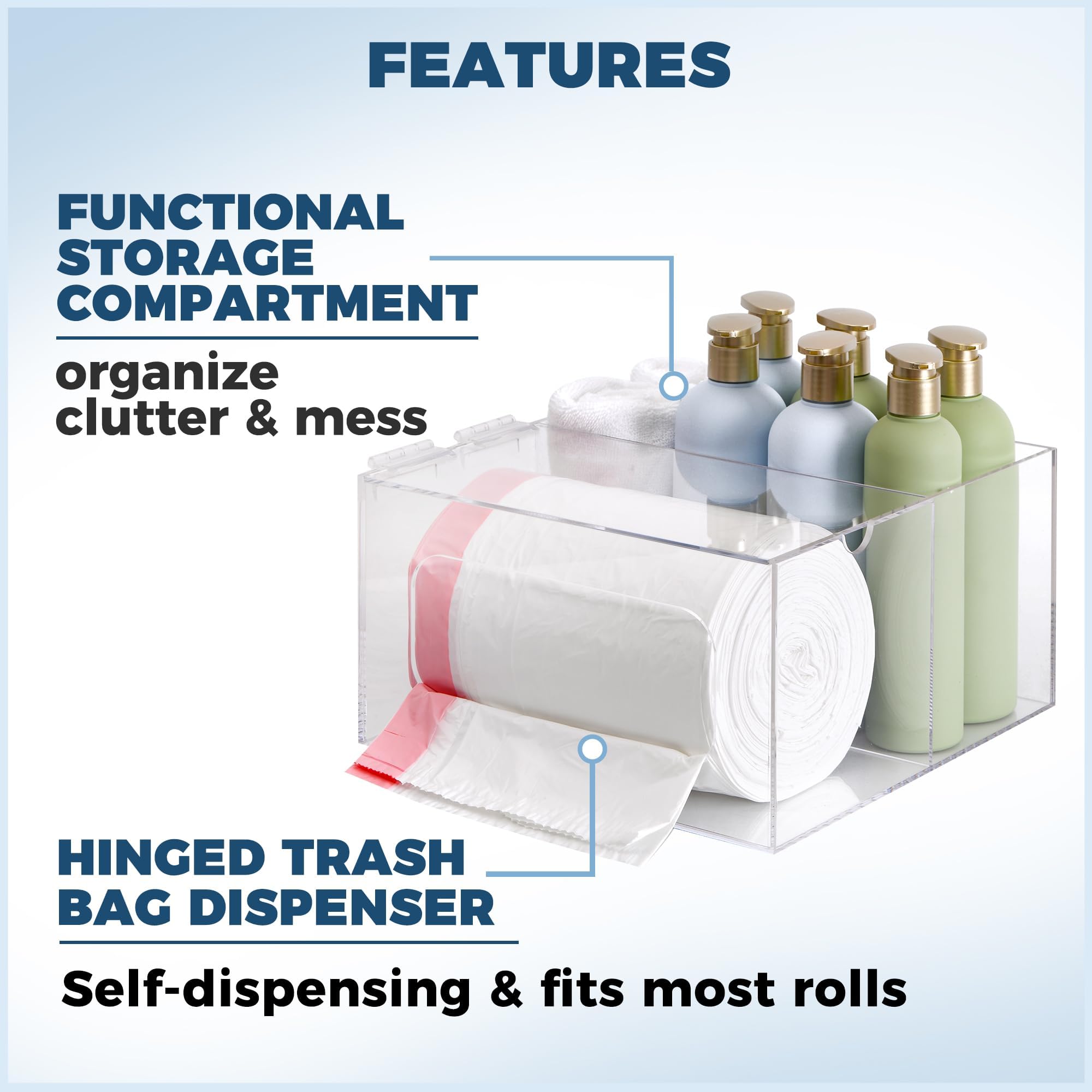 Storage Standard Trash Bag Kitchen Organizers and Storage Under Sink Dispenser - Large Garbage Bag Under Sink Organizer Bathroom - Acrylic Bathroom Storage Organizer Cabinet