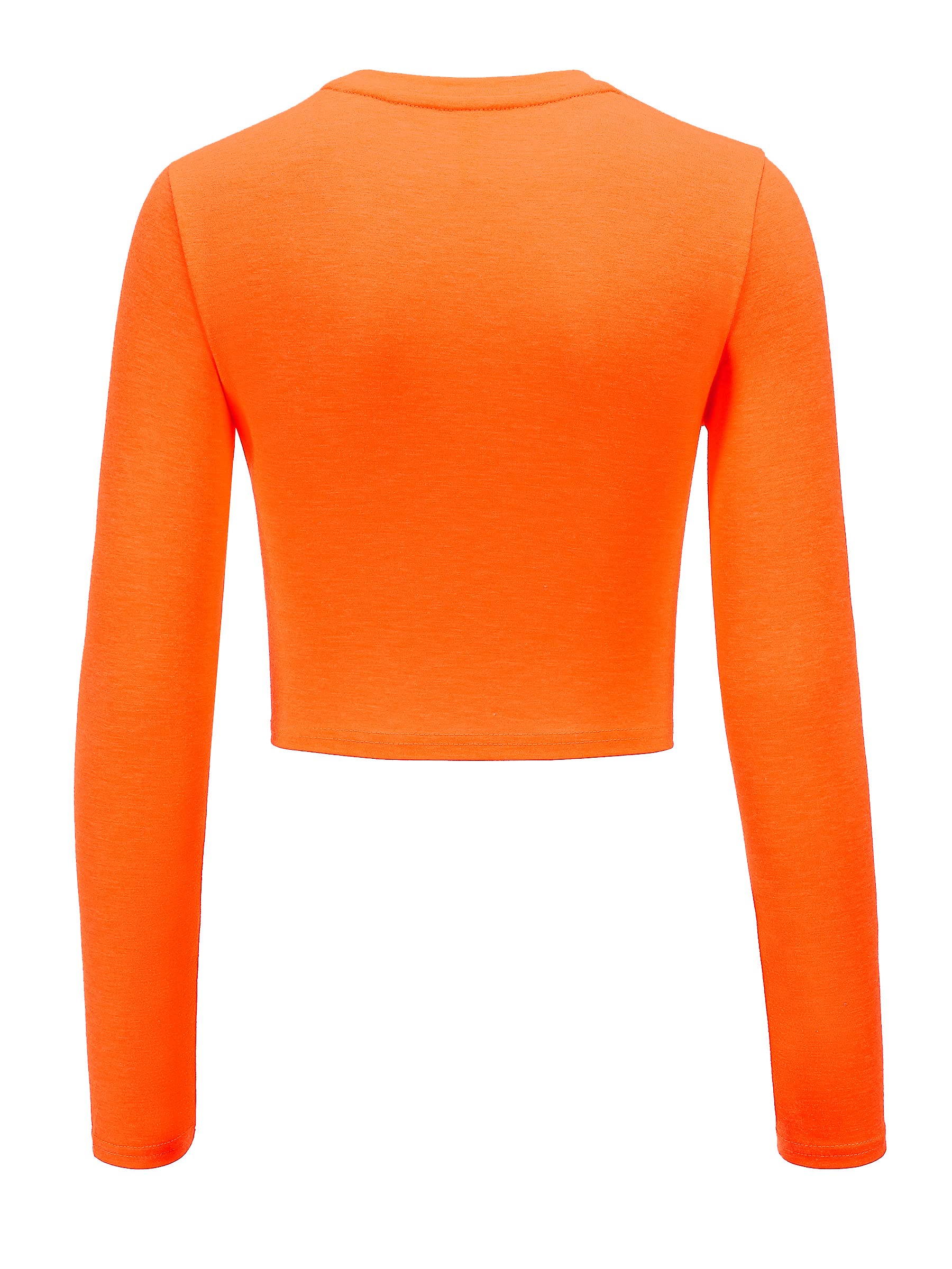 Missufe Cross Wrap Active Crop Tops Women's Athletic Crop Tops Long Sleeve Workout Shirts (Orange, Medium)