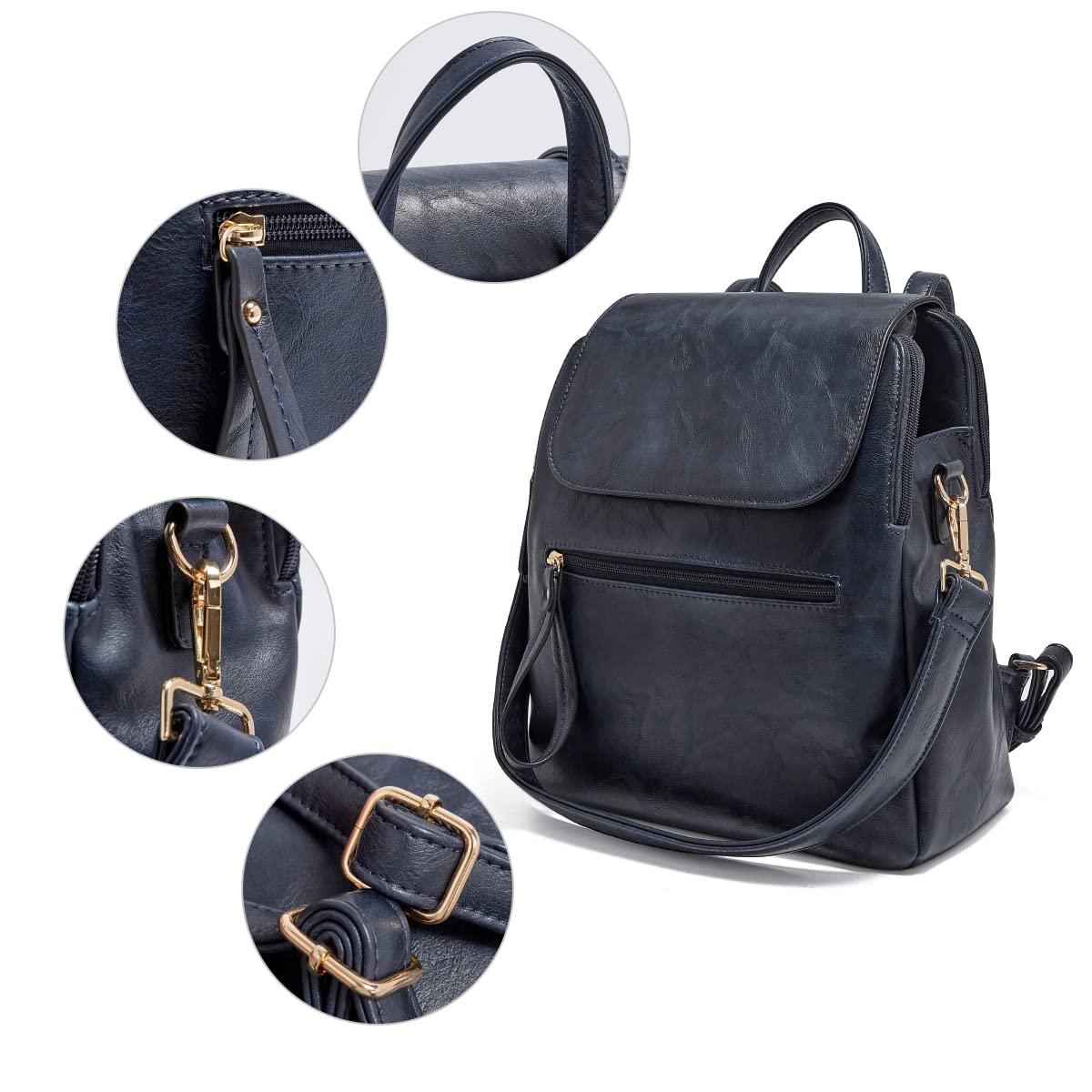 LAORENTOU Women Backpack Soft Cow Leather Backpack Purses for Women Cowhide Antitheft Rucksack Ladies Shoulder Bag