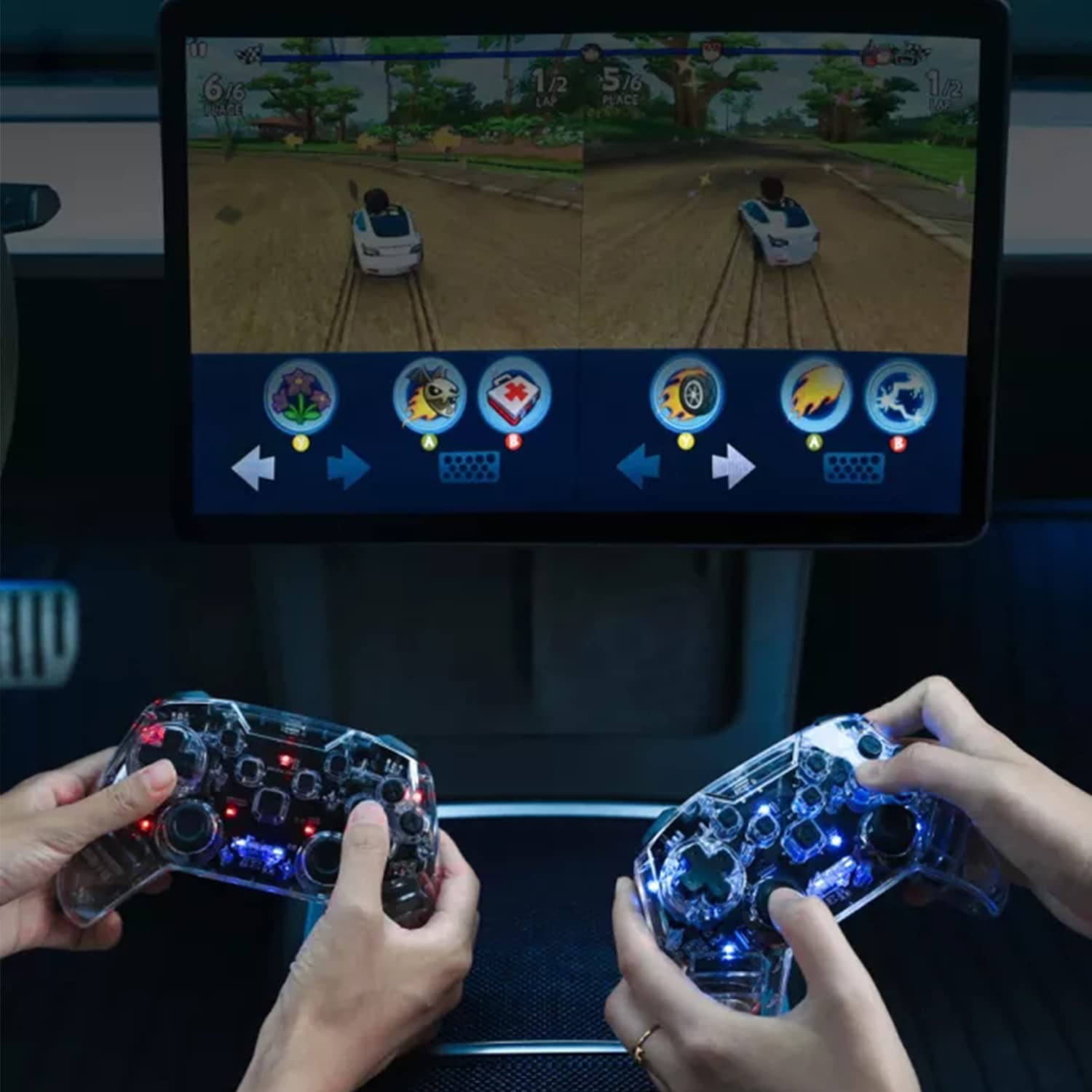 kobjoy Game Controller for PC/Switch/Tesla model 3/y/x/s,Transparent LED Backlight,Support Dual Motor and Dual Vibration Function.