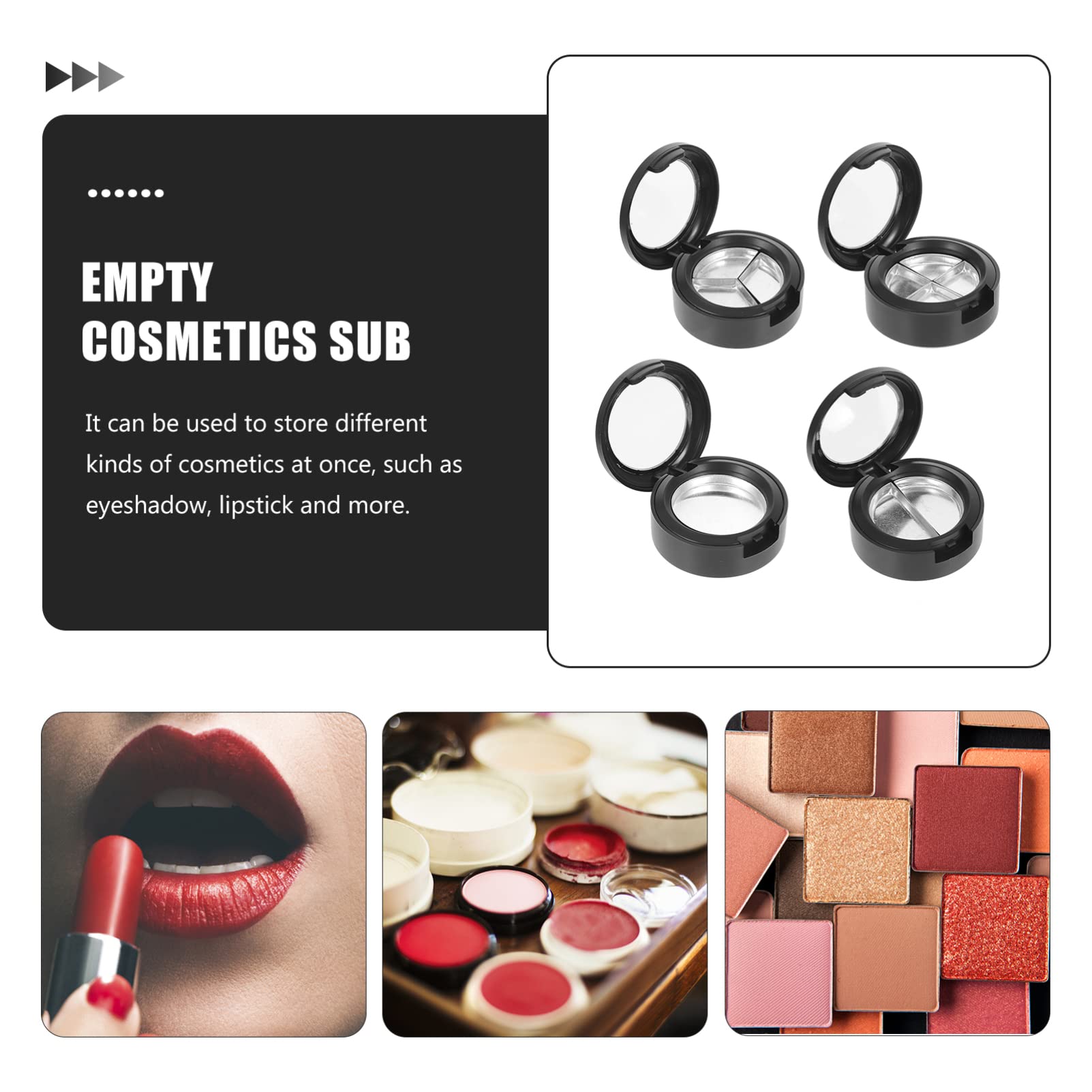KALLORY 6pcs Empty Magnetic Eyeshadow Palette, Small Makeup Palette Lipstick Compact Containers Cosmetic Sample Storage Cases Magnetic Pallete for Makeup