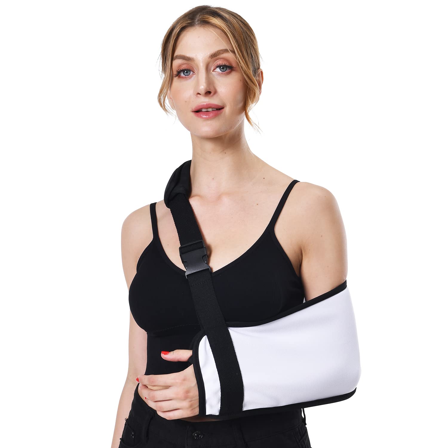 Ledhlth Breathable Arm Sling Black White for Broken Arm Men Women Youth Sling for Shoulder Injury Soft Adults Sling for Torn Rotator Cuff Comfortable Elbow Wrist Sling for Dislocated Shoulder