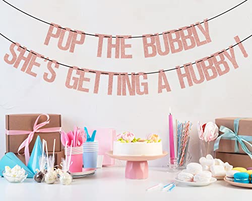 Pop the Bubbly She's Getting a Hubby! Banner, Bachelorette Party Decorations, Bridal Shower Decorations, Engagement Party Decorations, Bride to Be Decorations, Bachelorette Banner Rose Gold Glitter