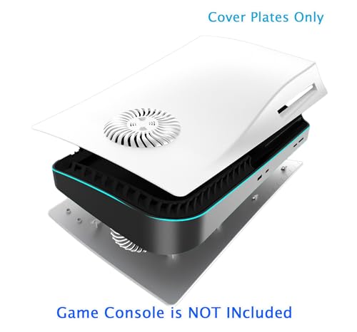 New for PS5 Extra Cover Plates Faceplate White Replacement, Compatible with for PlayStation 5 Disc Edition Game Consoles, DIY Frosted Protective Shell with Radiator Windows & Dustproof Mesh
