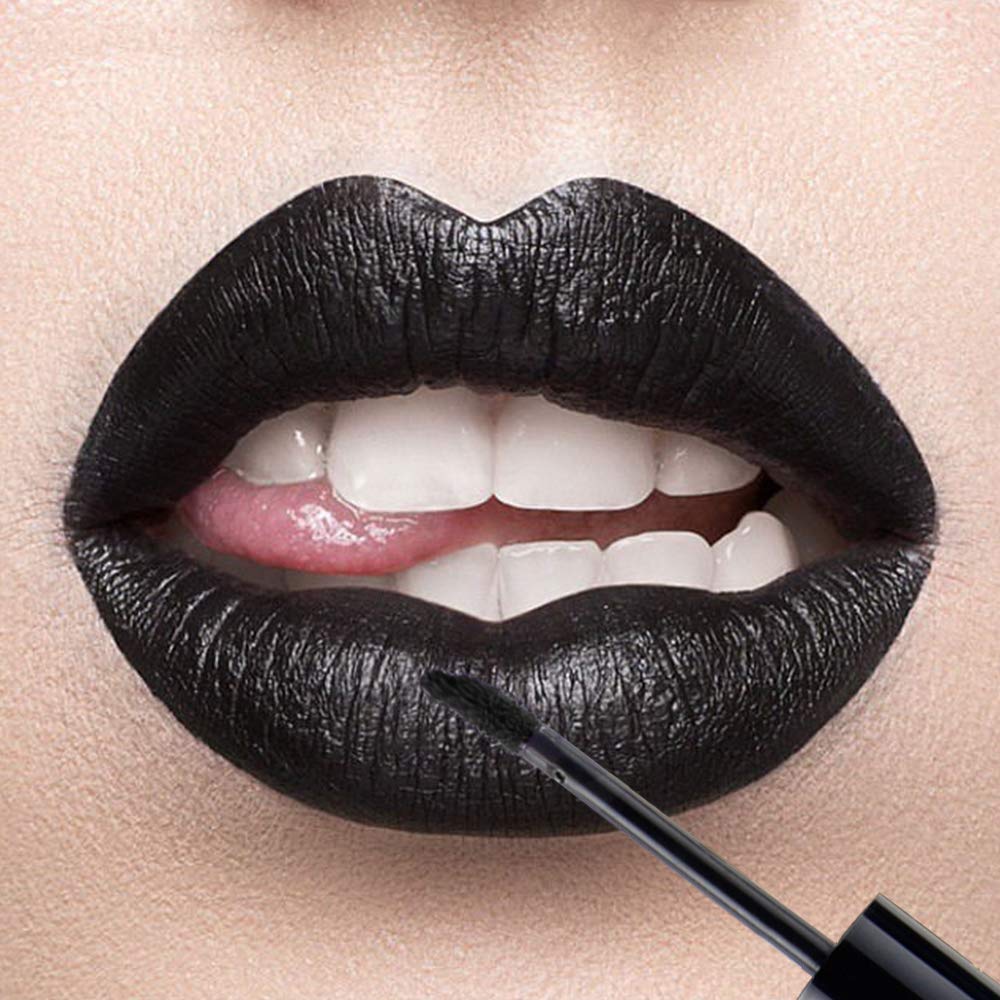 MAEPEOR Matte Lipstick and Lipliner Set 2Pcs Non-Stick Cup Velvety Liquid Lipgloss Set Waterproof and Long Lasting Liquid Lipstick Set for Women and Girls (2PCS Set, Black)