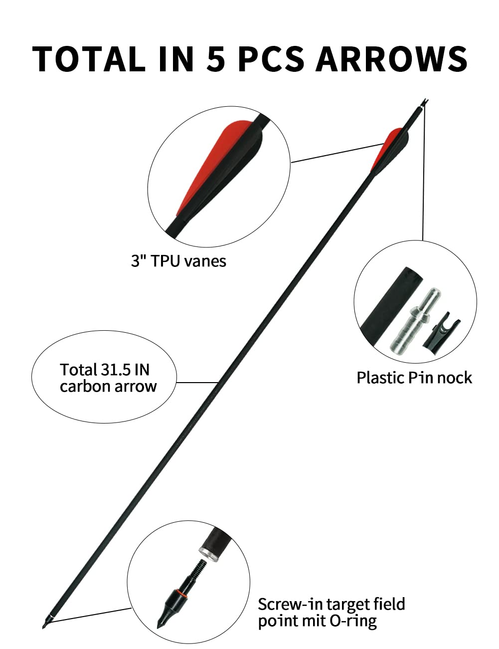 longbowmaker Archery Traditional Recurve Bow Set for Adult Hunting Bow and Arrow Set for Beginner with 5pcs Carbon Arrows for Practice-40lbs