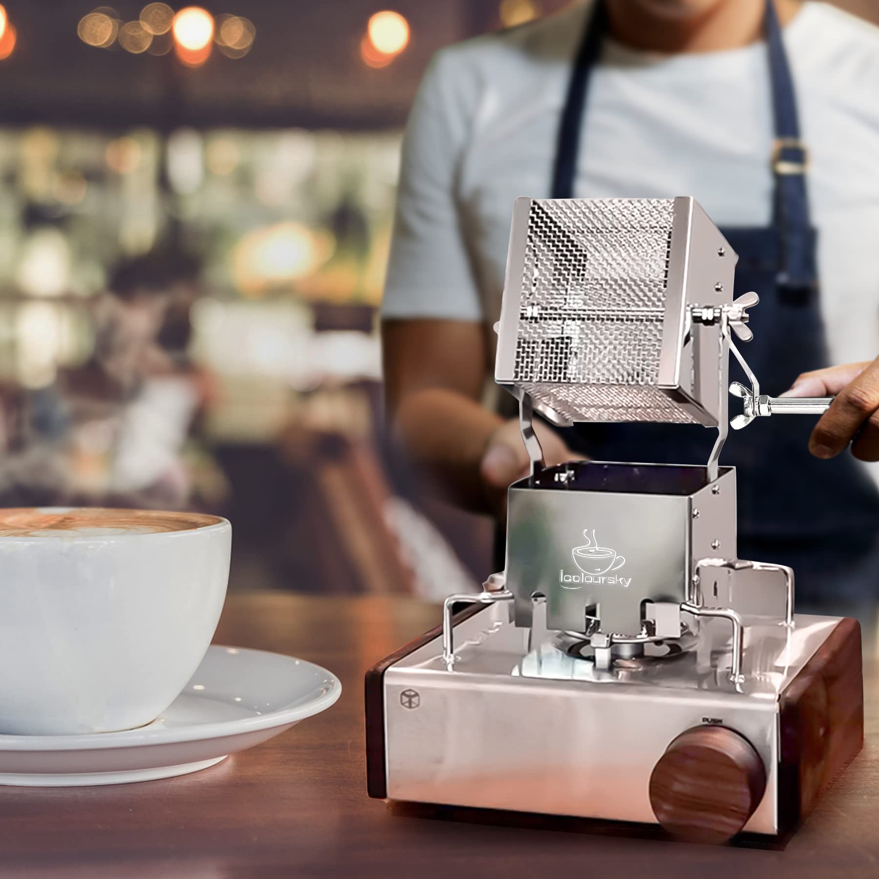 icoloursky Coffee Roaster for Home Use, Coffee Bean Roaster Manual Machine for Camping, Coffee Maker