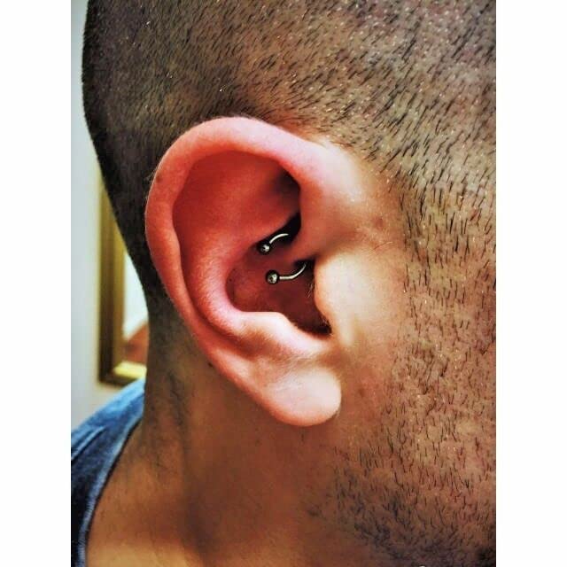 PAIR 16G 5/16" DOUBLE CZ GEM GOLD HORSESHOES RING NOSE SEPTUM TRAGUS HELIX HOOPS Style 88888-1382