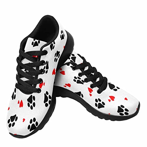 InterestPrint Cat Dog Paw On White Womens Running Shoes Lightweight Breathable Athletic Tennis Sneakers