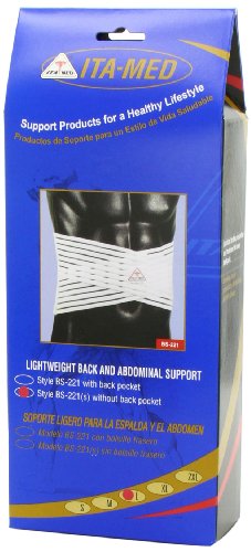 ITA-MED Breathable Elastic Back & Abdominal Support Brace β Unisex, 8β Wide, White, Large