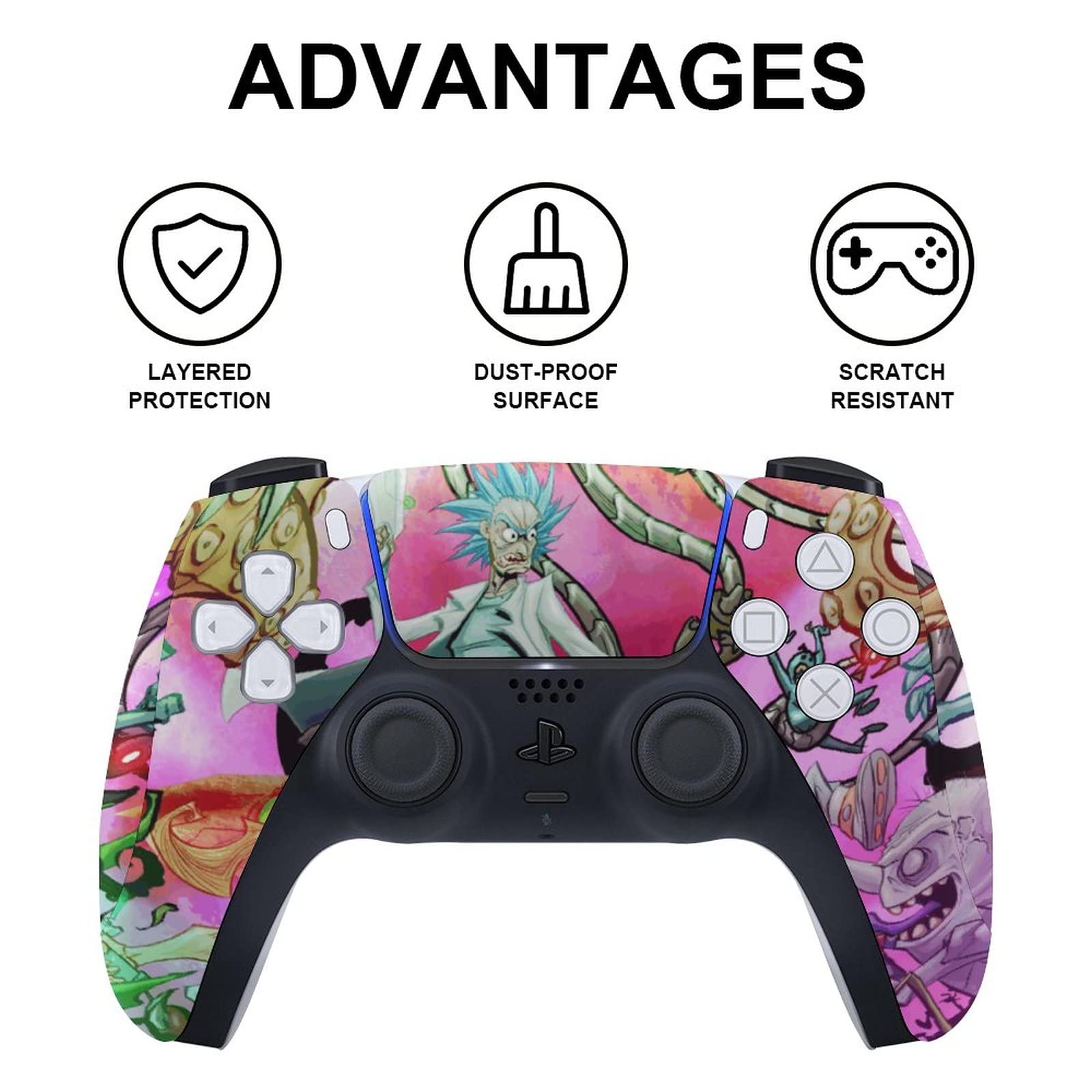 OUFGBCX Funny Mystic Hippy Humorous Boys PS5 Controller Skin Vinyl Sticker Decal Cover for Playstation 5 Console and Controllers,white-style1,One size
