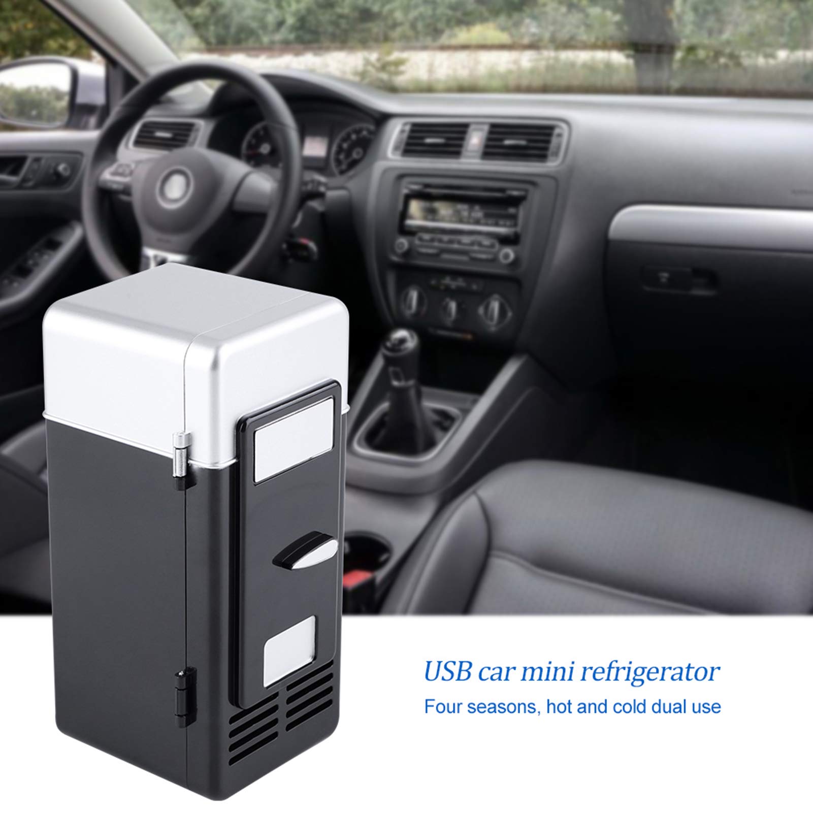 KOSDFOGE Mini Fridge, LED Drinks Beverage Cans Refrigerator and Heater Portable Cooler & Warmer Small for Skin Care Cosmetic Makeup, for Office Bedroom Dorm Car(black)