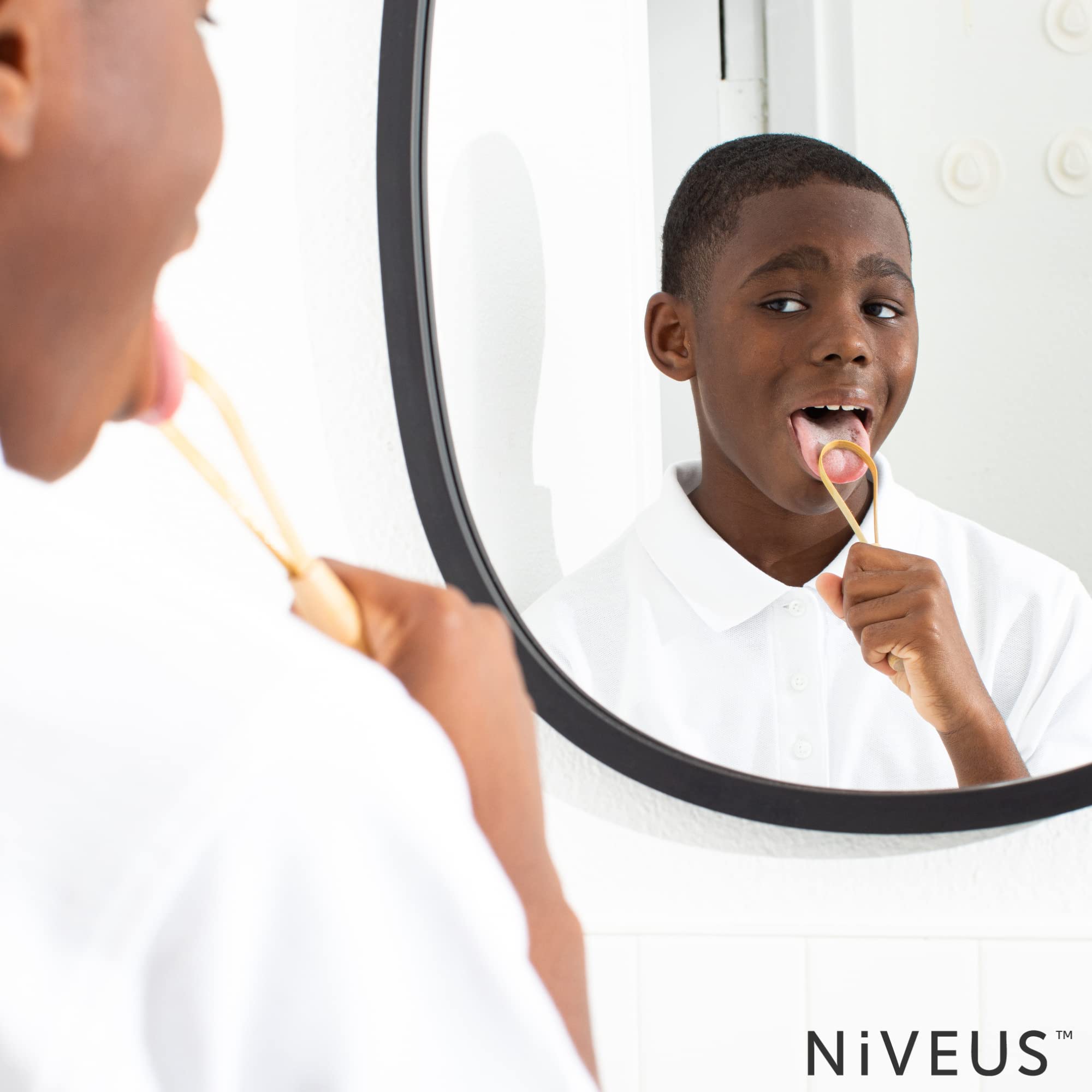 NIVEUS Natural Bamboo Tongue Scraper for Adults & Kids β Gentle - Dentist Developed - Reduce Bad Breath - Eco-Friendly β Vegan β Plastic-Free