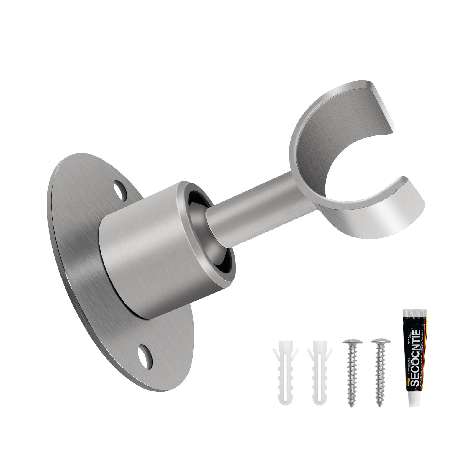 InterMaka Shower Head Holder - 360° Adjustable Stainless Steel Handheld Shower Head Bracket Holder, Shower Wand Holder Wall Mount, Nail or Adhesive Installation Shower Spray Holder for Bathroom