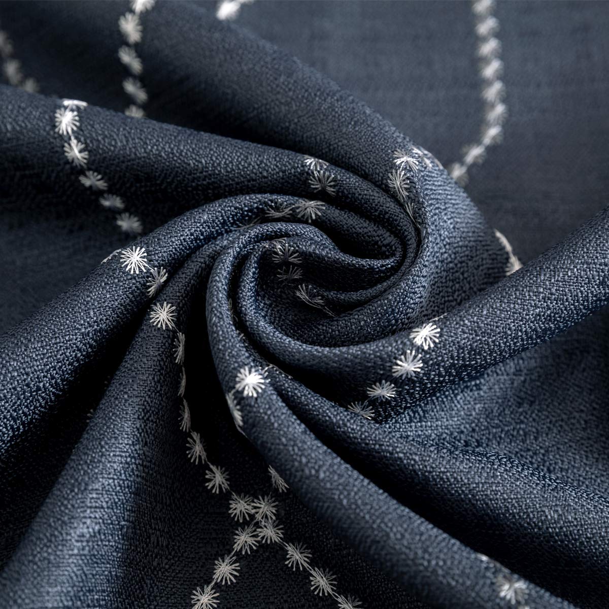 jinchan Geometric Embroidered Privacy Curtains for Living Room Light Blocking Short Window Curtains Drapes Elegant Modern Grommet Window Treatment for Bedroom W50 x L63 Inches 2 Panels Set Navy Blue