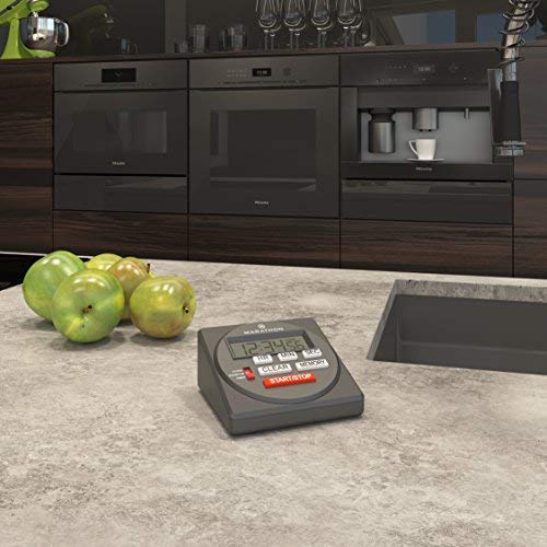 Marathon 24 Hour Digital Timer, Black - Large, Easy-to-Read LCD Display - Loud Ring Alarm - Clock Feature - AA Battery Included