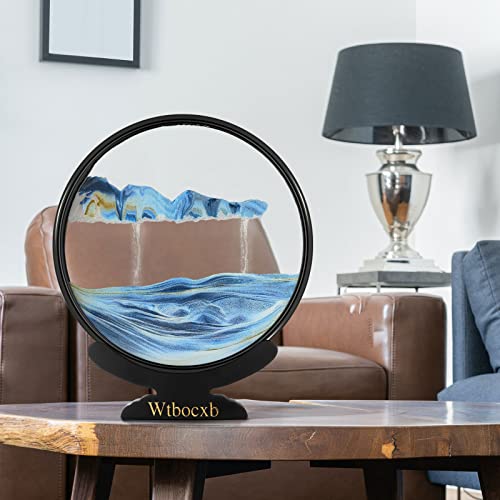 Moving Sand Art Picture Liquid Motion 12'' Home Decor Large Sandscapes 3D Deep Sea Dynamic Sand Painting Ornaments Desktop Decoration for Office, Bedroom