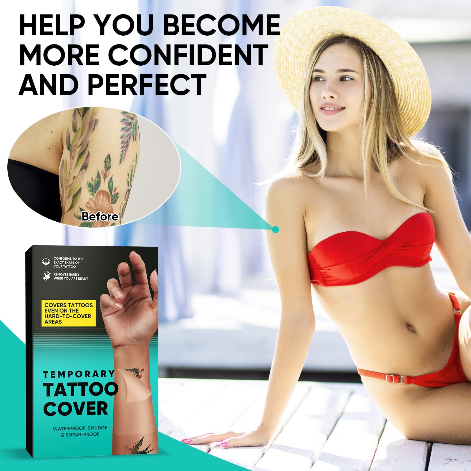 iTecFreely Tattoo-Cover-Up Waterproof-Sweatproof-Tattoo-Cover-Up-Tape Ultra-Thin-Breathable-Invisible-Patch-Concealer-Sticker-Suitable-for-Spot-and-Scar