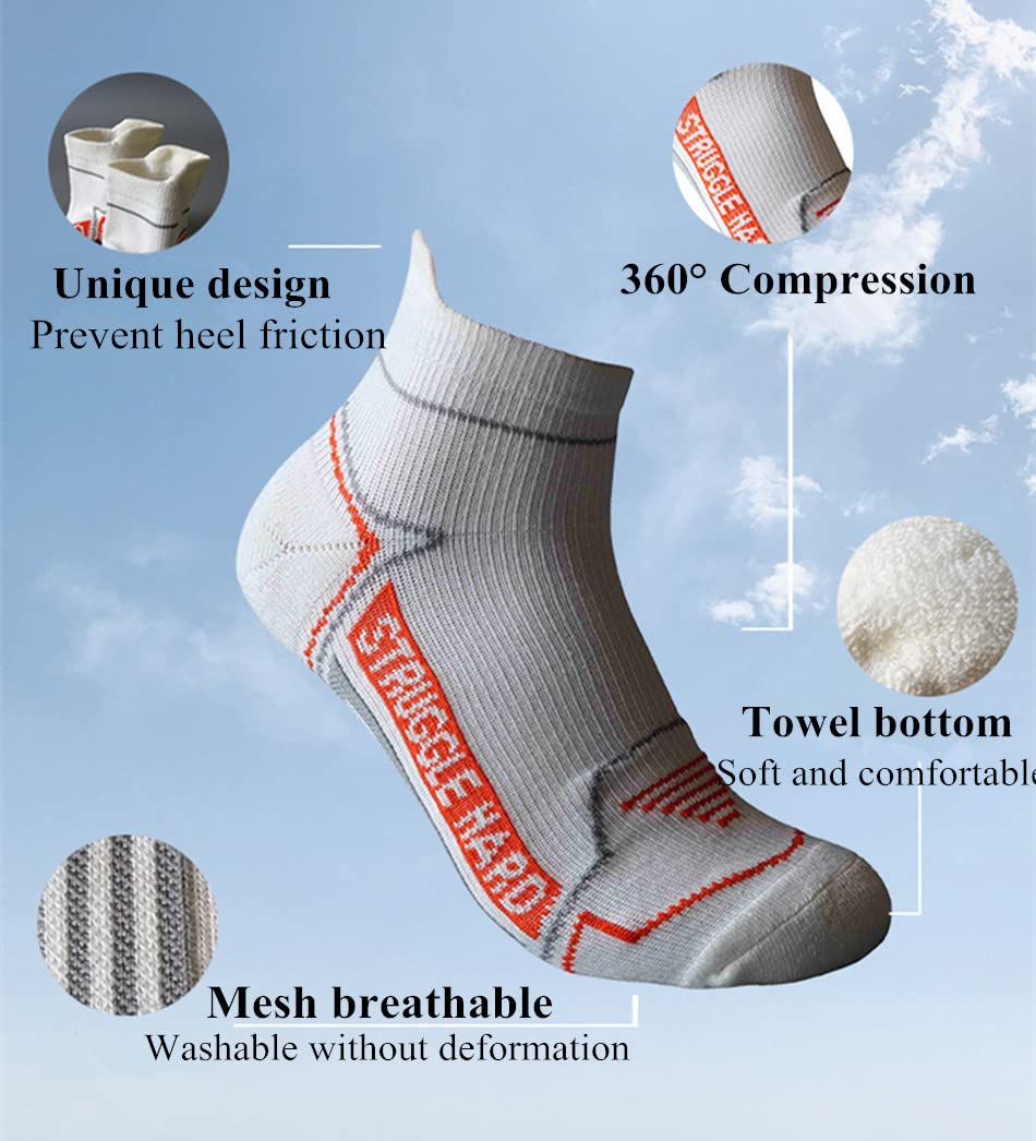 PAIXUN Mens Compression Socks For Men Women Cotton Athletic Running Workout Size 6-13 No Show Low Cut Crew Socks