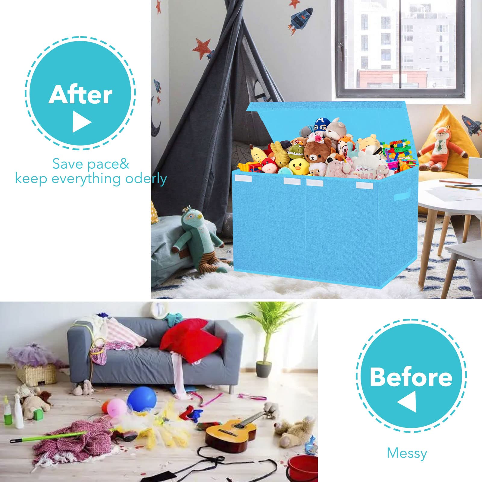 JAYSDAYLY Toy Box for Kids,Collapsible Large Toy Storage Boxes Chest Organizer for Boys,Girls 24.5 * 13 * 16 inches