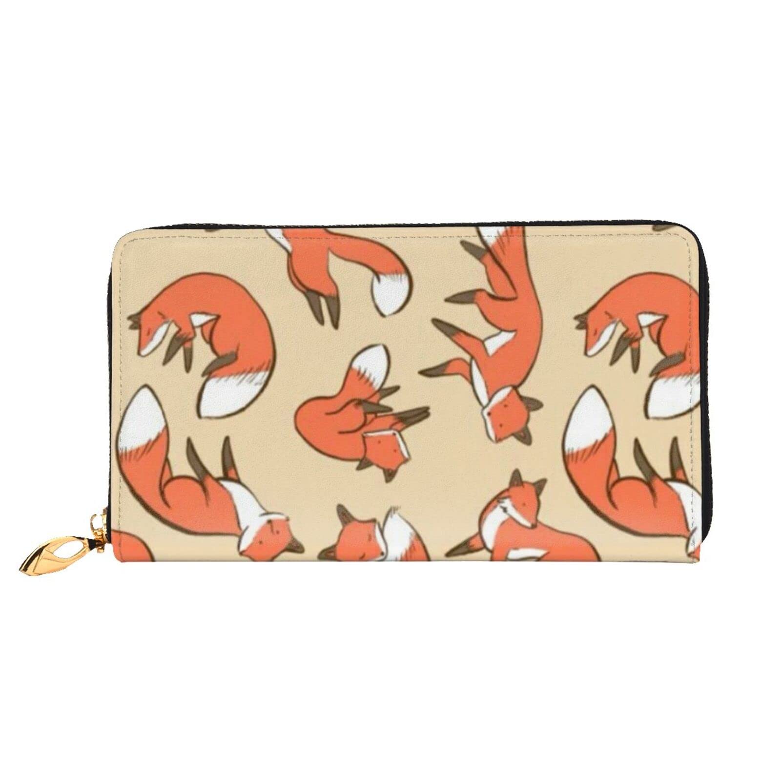NHGFVT Many Foxes Printed Wallet Women Zip Around Organizer Wallet Long Leather Wallet Clutch Purse, One Size