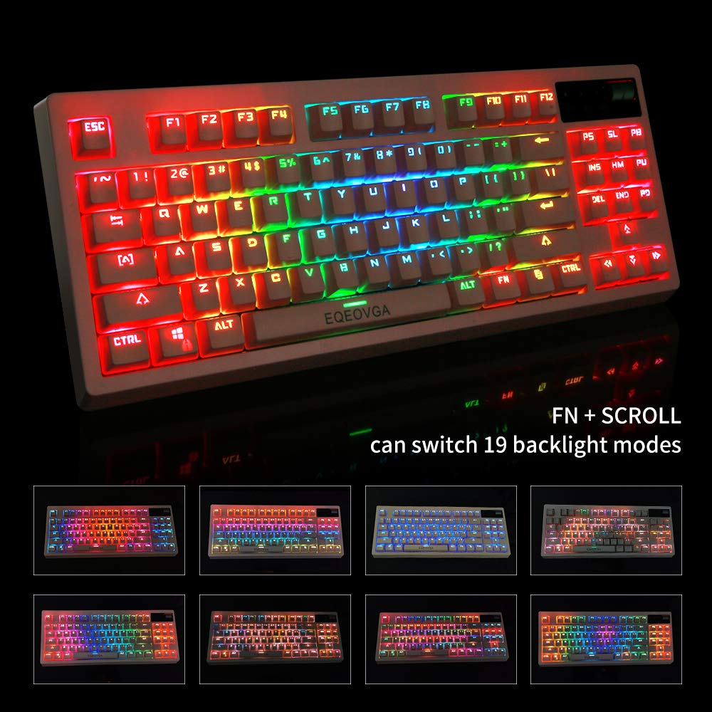 K51 Wireless Gaming Keyboard and Mouse Combo, Wireless Mechanical Keyboard/RGB Backlit Compact 87 Key/4000DPI Mouse, Rechargeable 3800mAh Battery for PC Gaming and Office-Pink