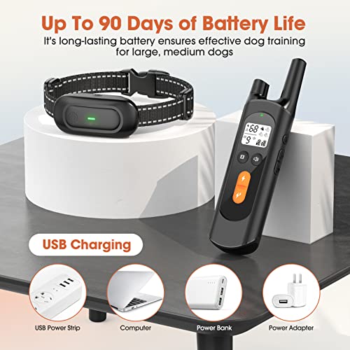Yawpet Dog Shock Collar with Remote, Rechargeable Waterproof E Collar with 1600FT Range, 3 Training Modes & Security Lock for Large/Medium/Small Dogs